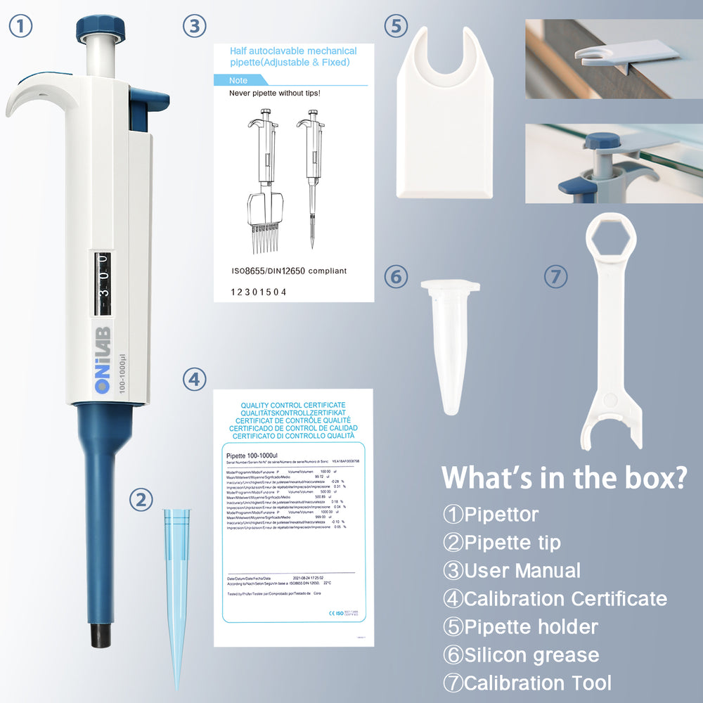 ONiLAB Lab Micropipettes with ranges from 0.1μL to 10mL, Manual Adjust
