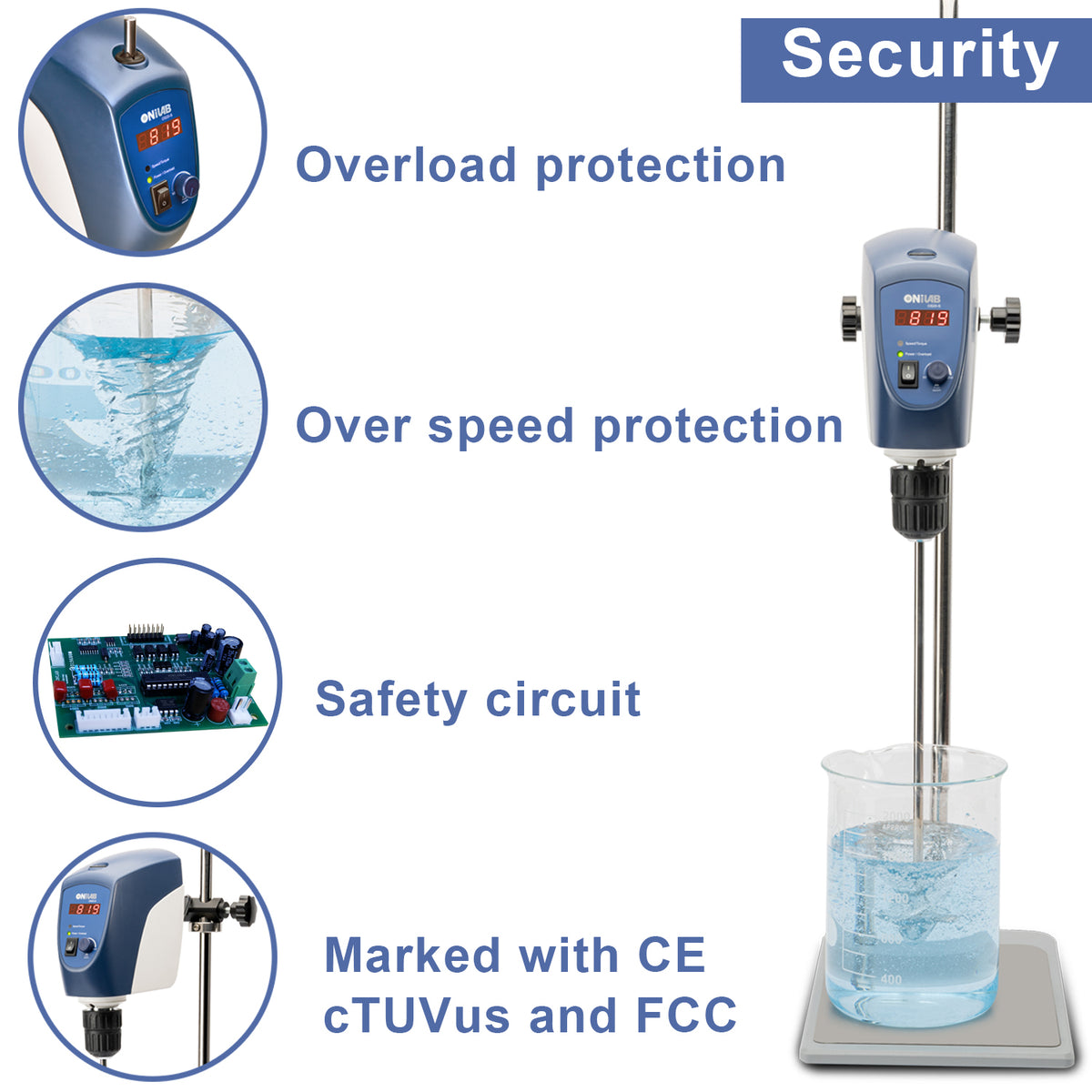 ONiLAB Electric Overhead Stirrer, LED Digital Overhead Stirrer Mixer w