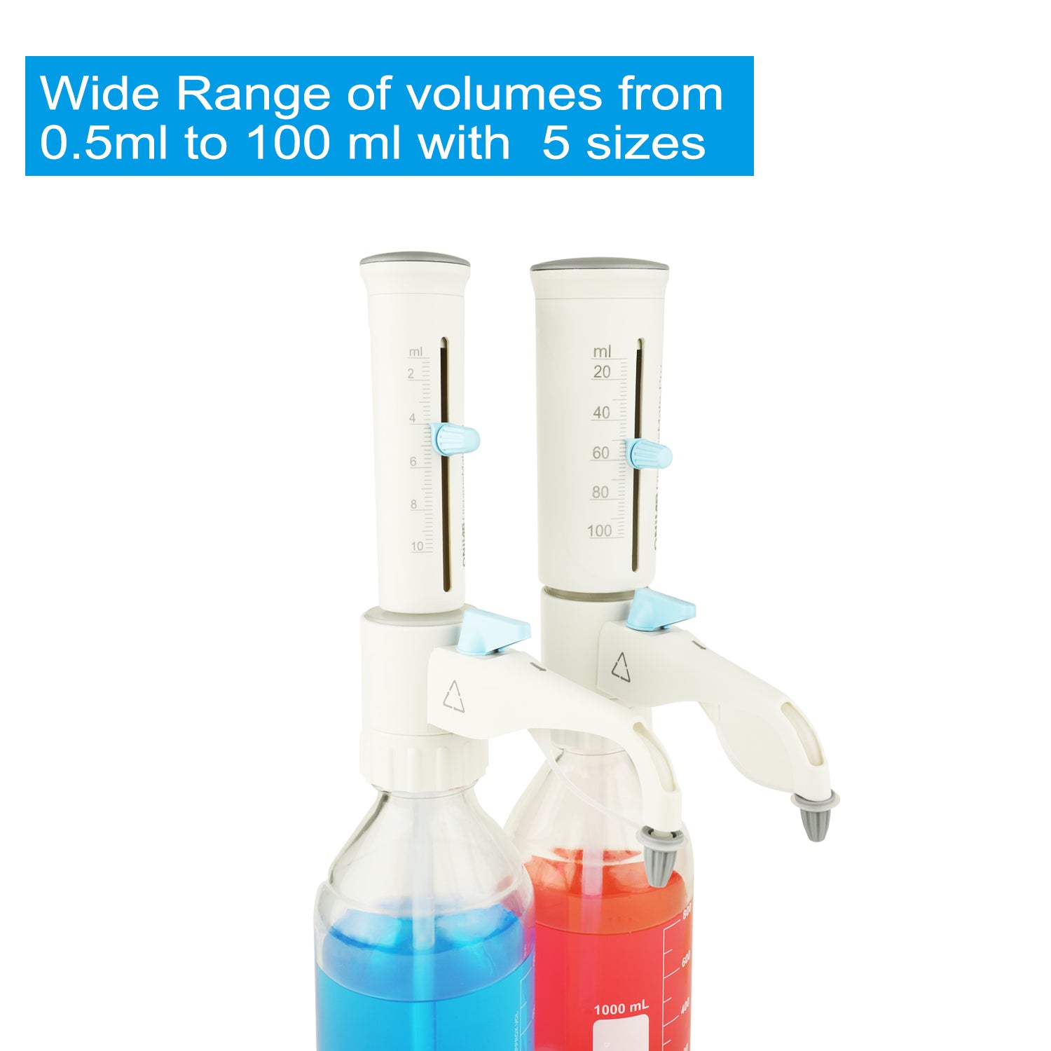 ONiLAB Bottle Top Dispenser Range from 0.5mL to 100mL with 5 Volumes